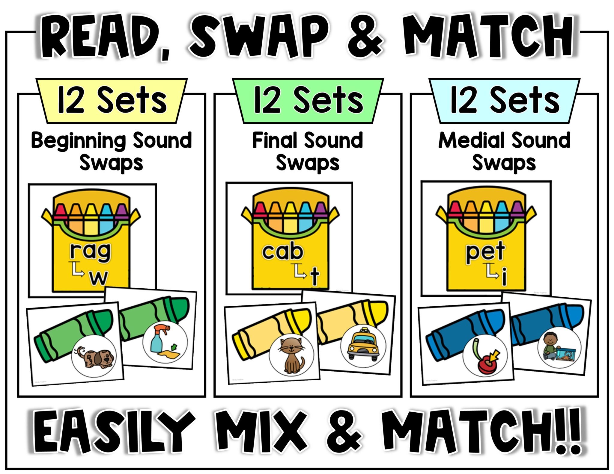 Phoneme Substitution l August Back-to-School Literacy Centers l CVC ...