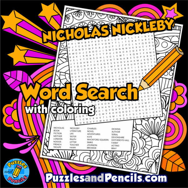 Nicholas Nickleby Word Search Puzzle Activity Page | Charles Dickens ...