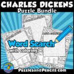 Charles Dickens Word Search Puzzle Activity Page BUNDLE | 10 Wordsearch ...