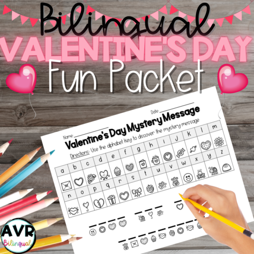 Valentine's Day Bilingual Dual Language Fun Packet | No Prep | Spanish ...