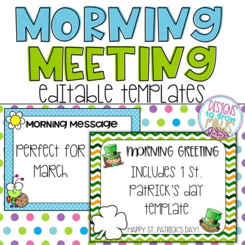 March Morning Meeting Editable Templates Including St. Patrick's Day ...