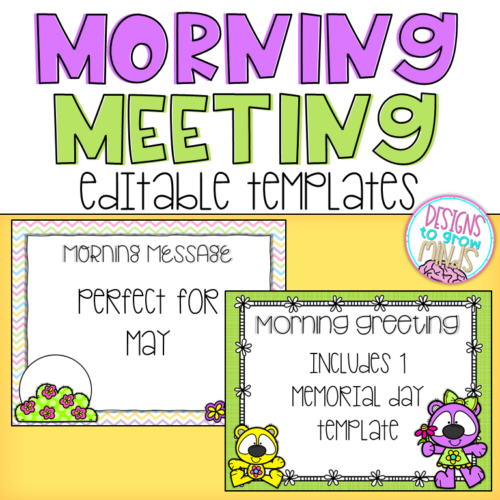 May Morning Meeting Editable Templates Including Memorial Day - Made By ...
