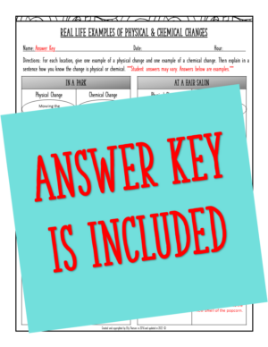 Chemical and Physical Changes Worksheet with Real Life Examples - Made ...
