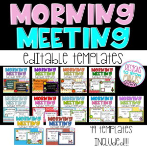 Morning Meeting Editable Templates Year Long BUNDLE | Made By Teachers