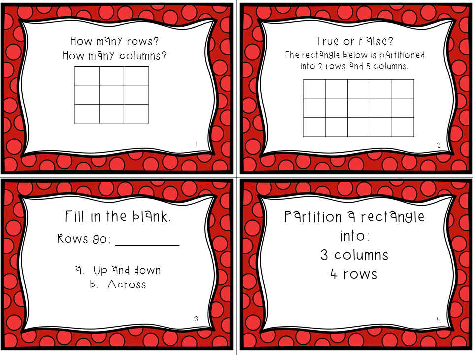 2.G.2 Task Cards Partitioning Rectangles | Made By Teachers