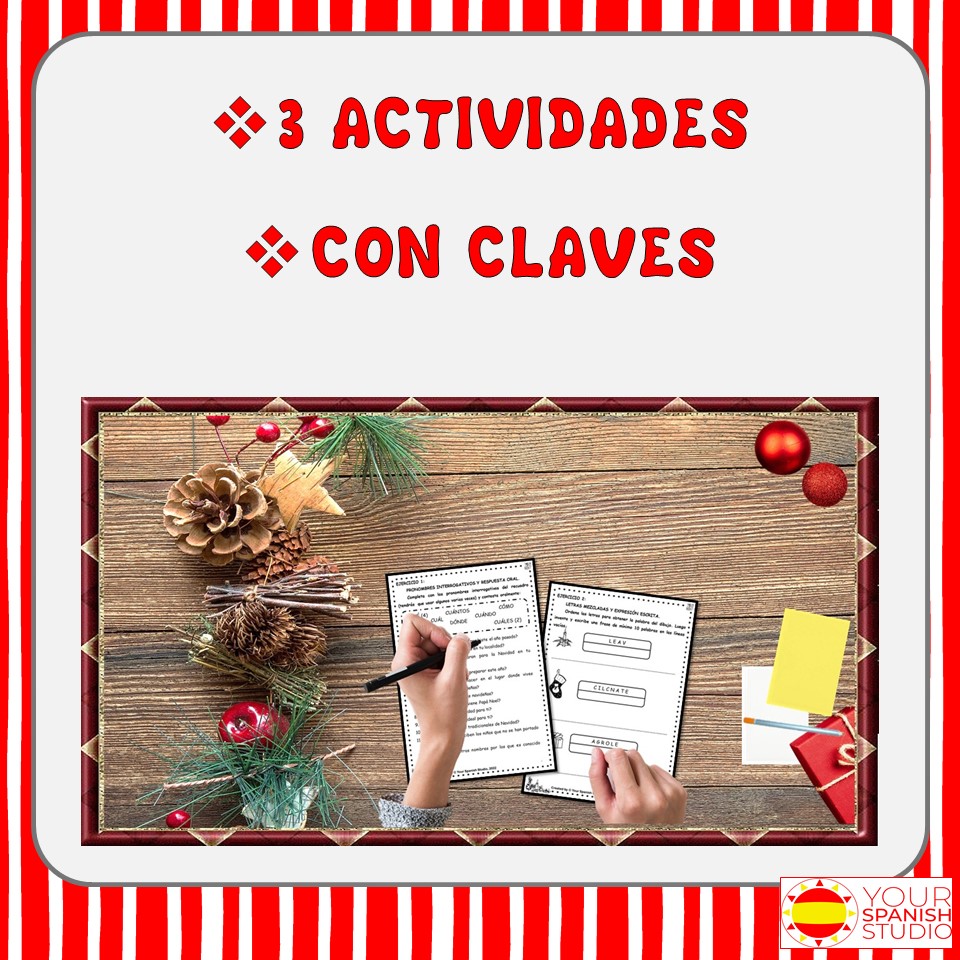 Christmas Spanish activities print intermediate level worksheets | Made ...