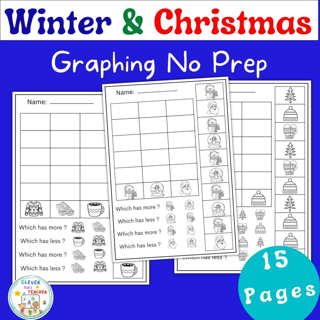 Winter & Christmas Graphing Cut And Paste | December Graphing No Prep ...