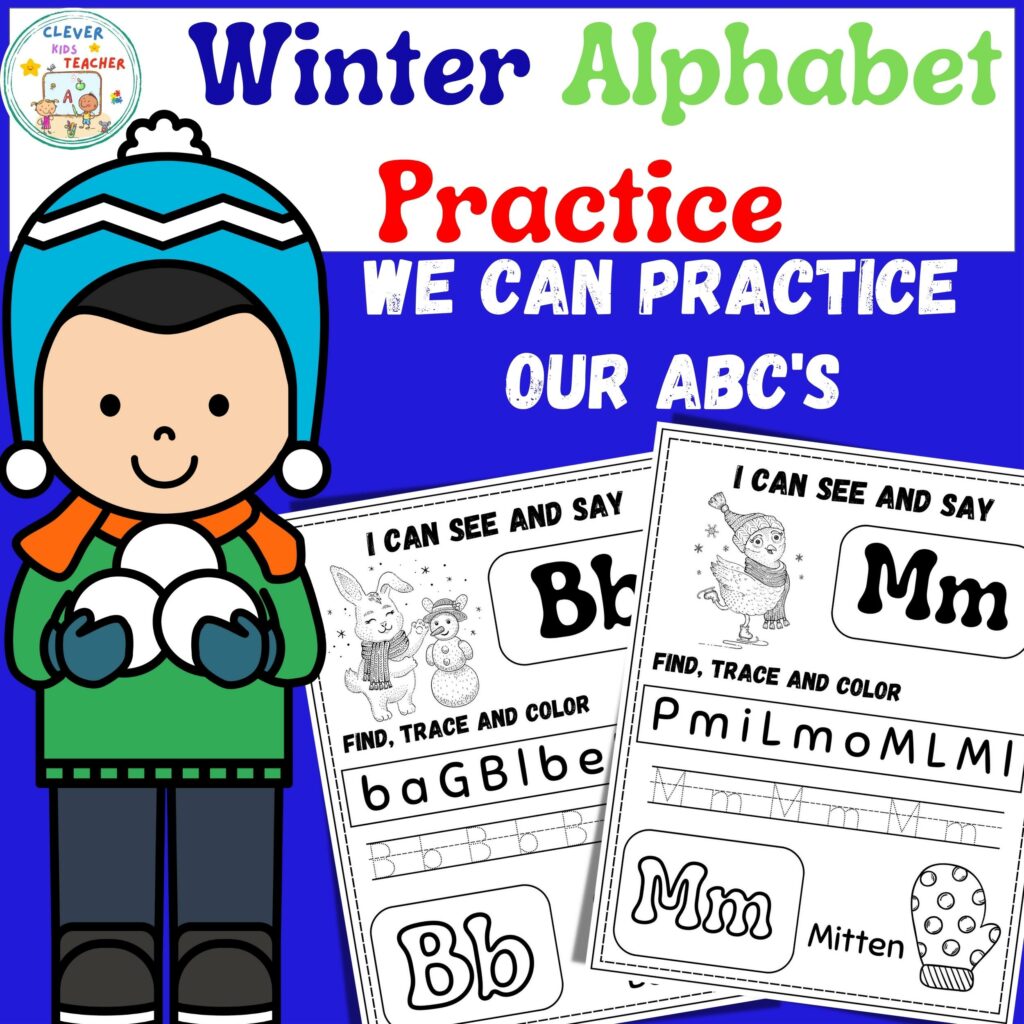 Winter Themed Alphabet Practice Printables | Recognition, Tracing and ...