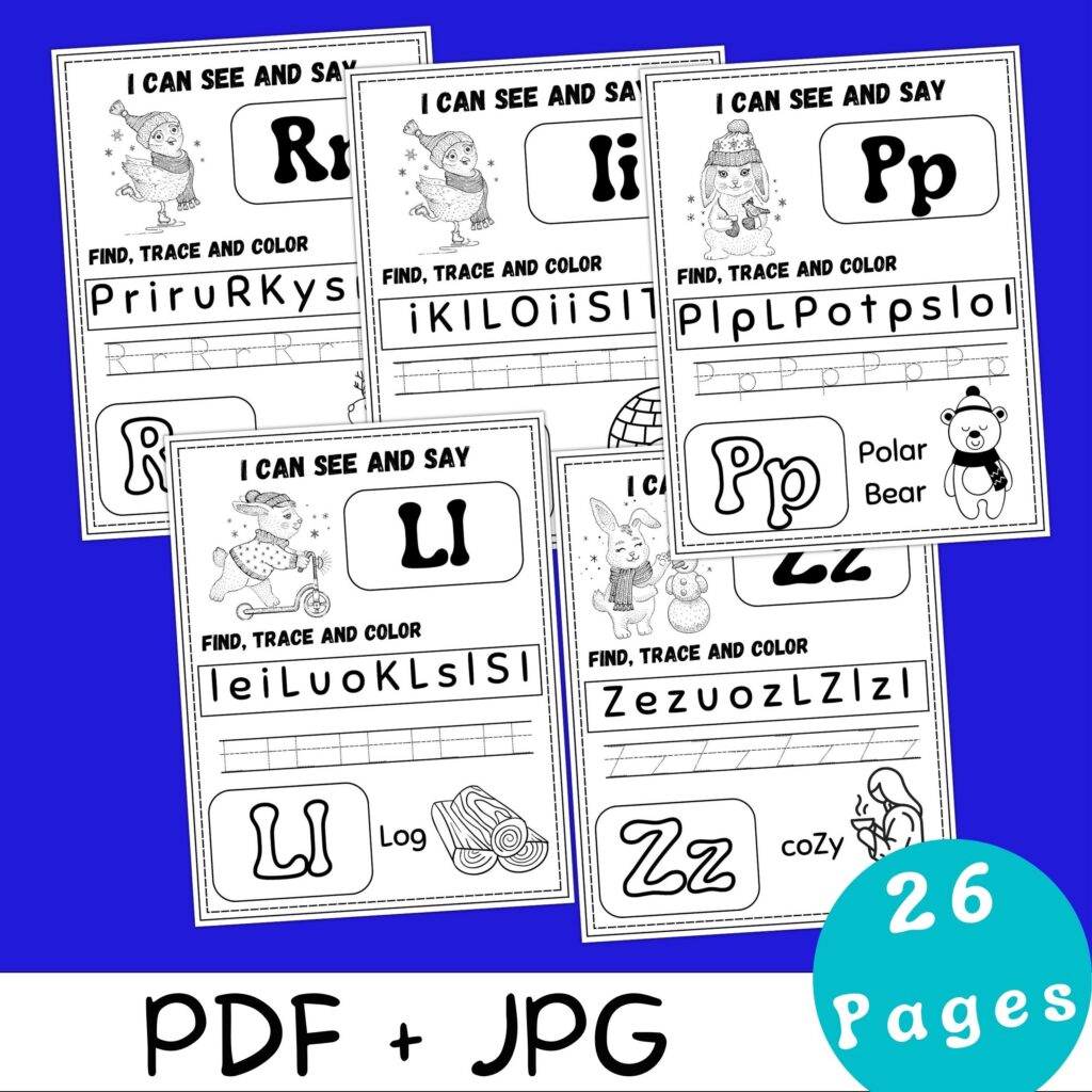 Winter Themed Alphabet Practice Printables | Recognition, Tracing and ...