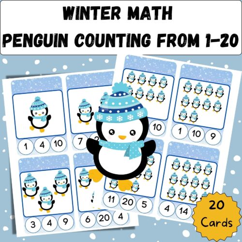 Winter Math Penguin Counting From 1-20 & Clip Cards | Winter Math ...