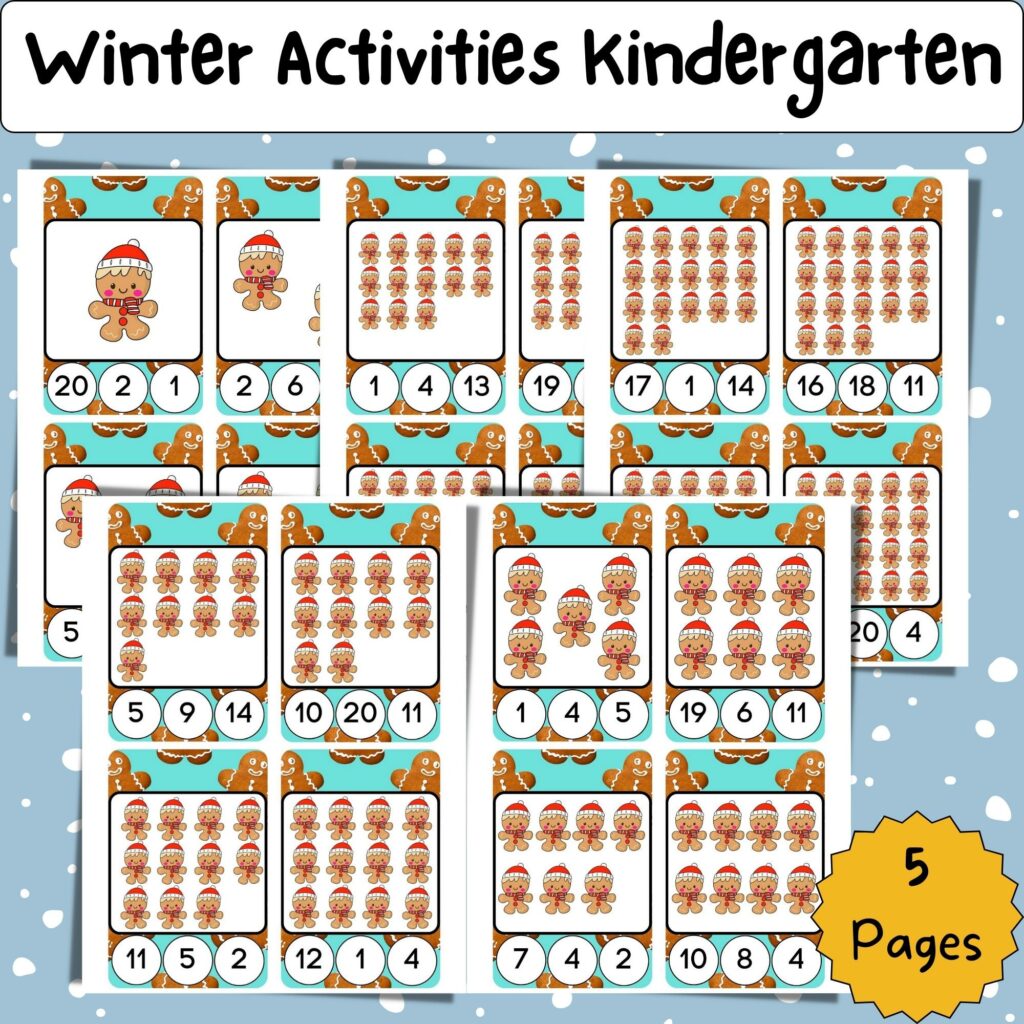 Winter Math Gingerbread Counting From 1-20 & Clip Cards | Winter Math ...