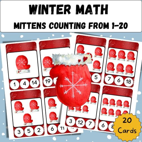 Winter Math Mittens Counting From 1-20 & Clip Cards | Winter Math ...