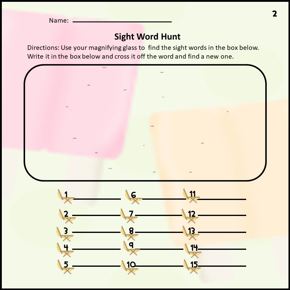 Summer| Sight & Contractions Magnifying Search | 13 page Digital Fun ...