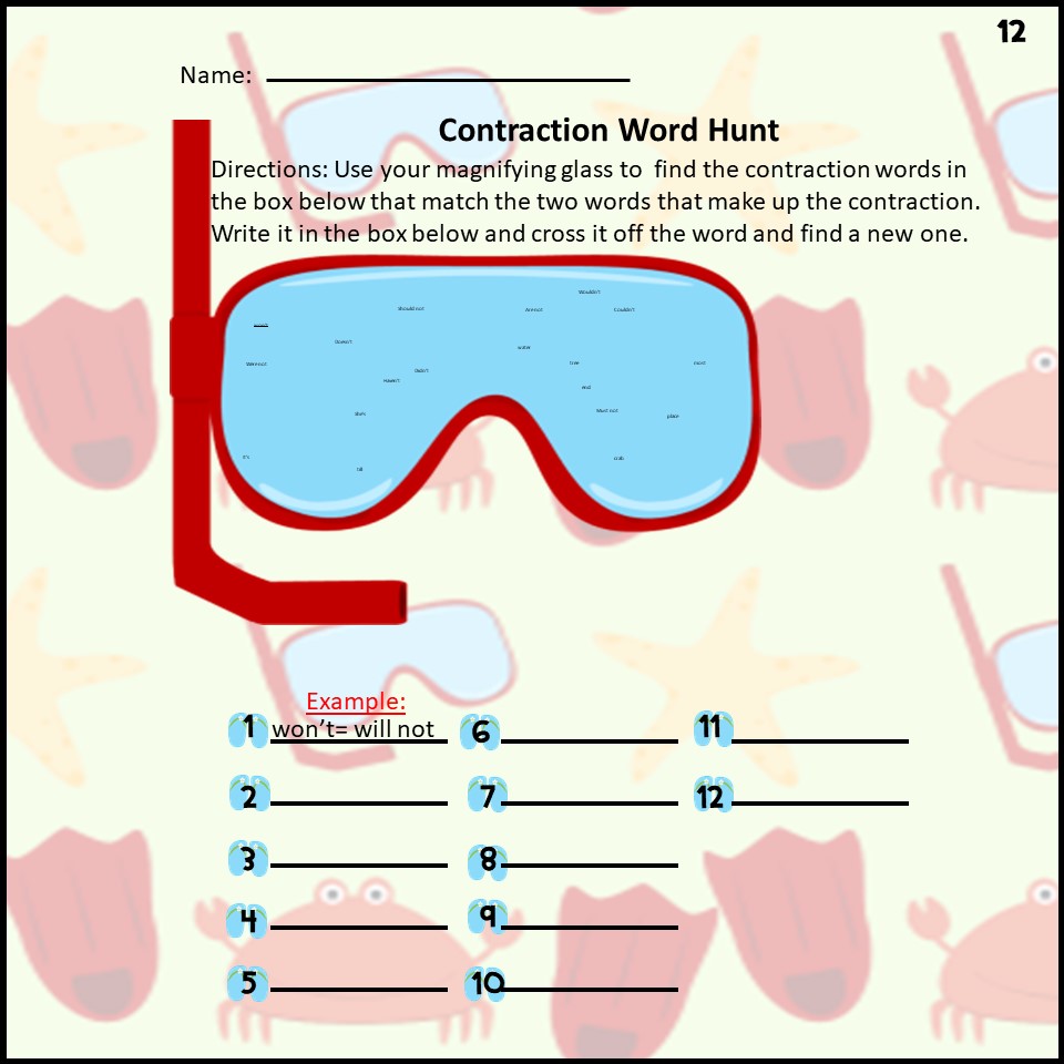 Summer| Sight & Contractions Magnifying Search | 13 page Digital Fun ...