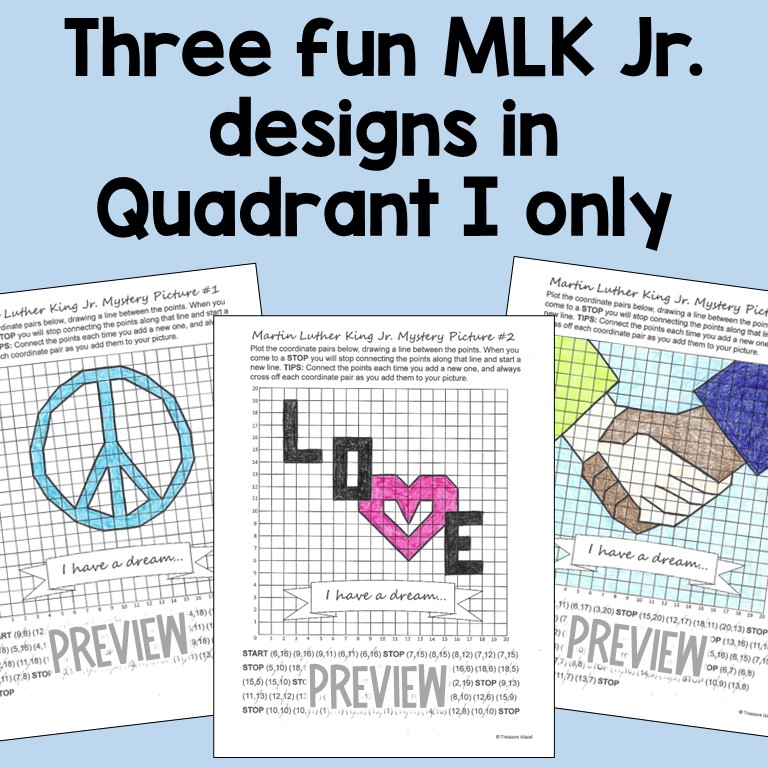 Martin Luther King Jr. Coordinate Plane Mystery Graphing Pictures Math ...