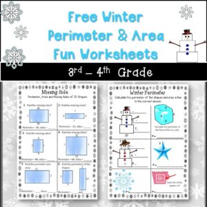 Free Winter Themed Perimeter & Area Activity Worksheets (2) | 3rd-4th ...