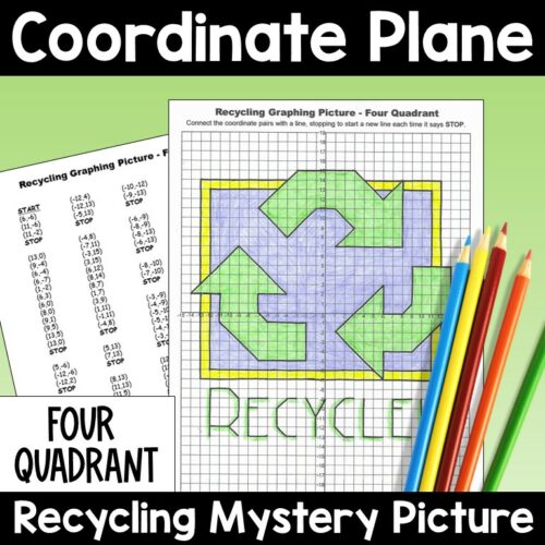 Recycling Four Quadrant Coordinate Plane Mystery Math Graphing Picture ...