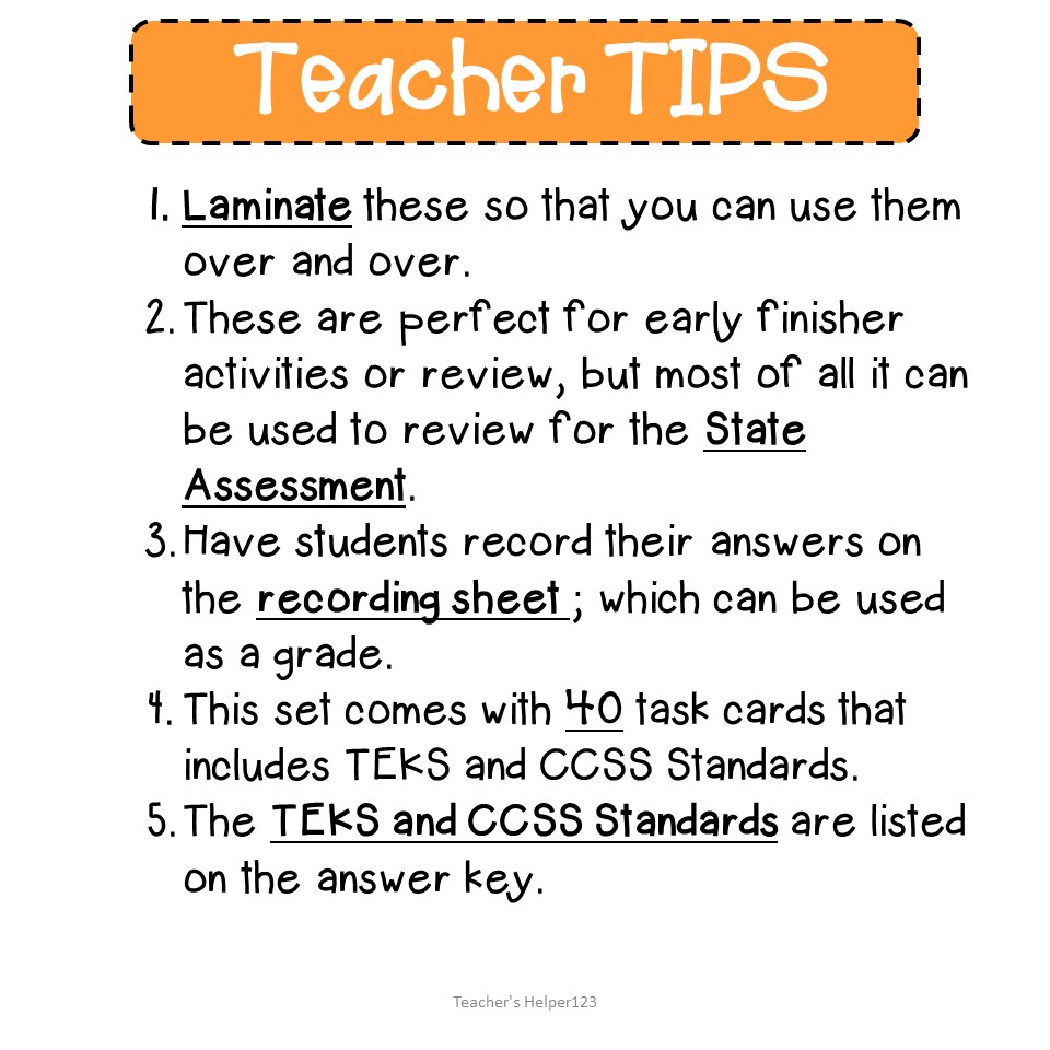 4th Grade Set #2 CCSS/TEKS Aligned NUMBER OPER | 40 Task Cards ...