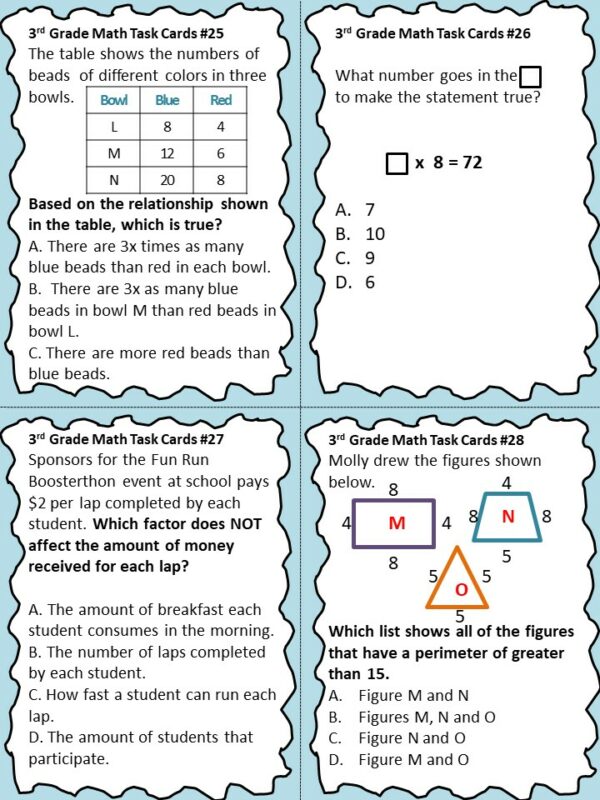 3rd Grade TX STAAR Math #1 | 40 Card Collection | Task Cards | w ...