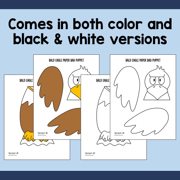 Bald Eagle Paper Bag Puppet Craft for Patriotic Holidays | Made By Teachers