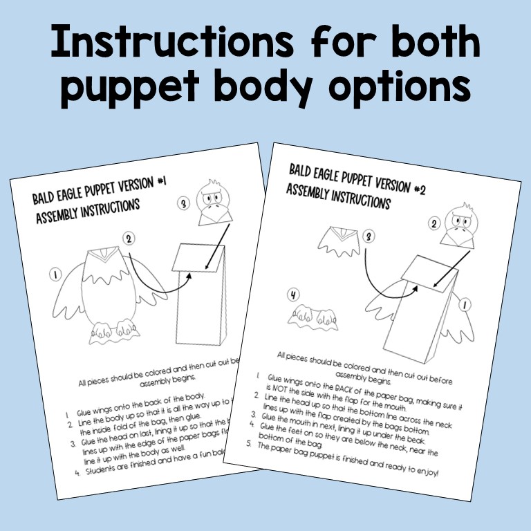 Bald Eagle Paper Bag Puppet Craft for Patriotic Holidays | Made By Teachers