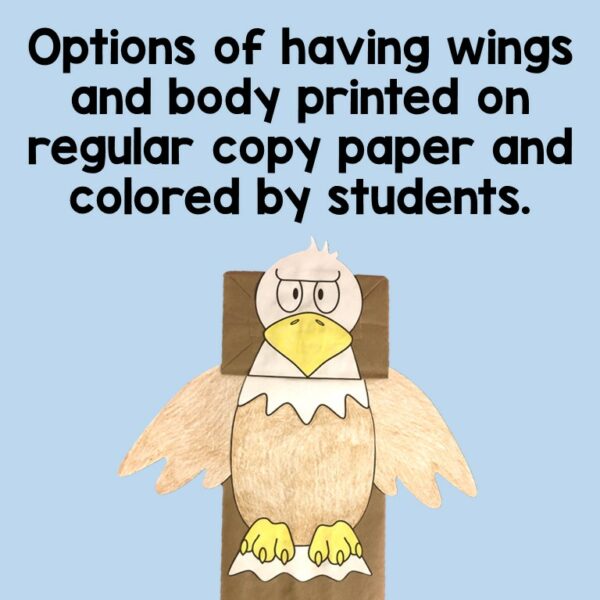 Bald Eagle Paper Bag Puppet Craft for Patriotic Holidays | Made By Teachers