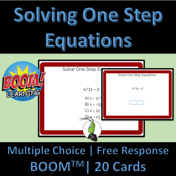 Solving One Step Equations Boom Digital Task Cards | Made By Teachers