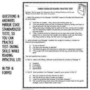 Reading Test Prep PRACTICE TEST Standardized Test Paired Passages ...