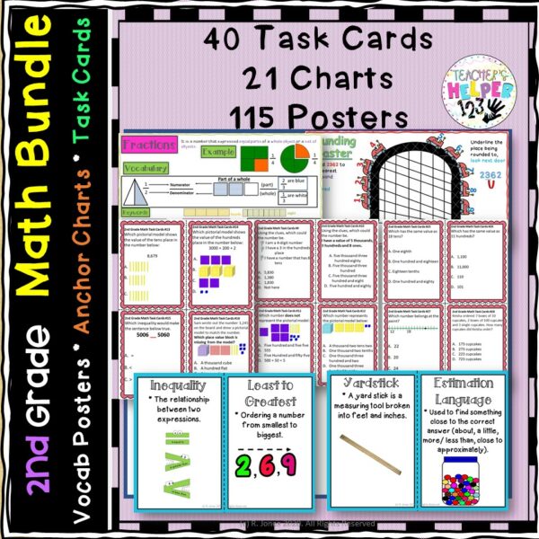 2nd Grade BUNDLE All Math Units | Virtual | Vocab | Anchor Charts ...