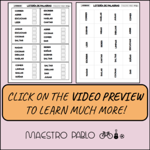 Lotería de palabras - Verbos | Printable Bingo words game plus ...