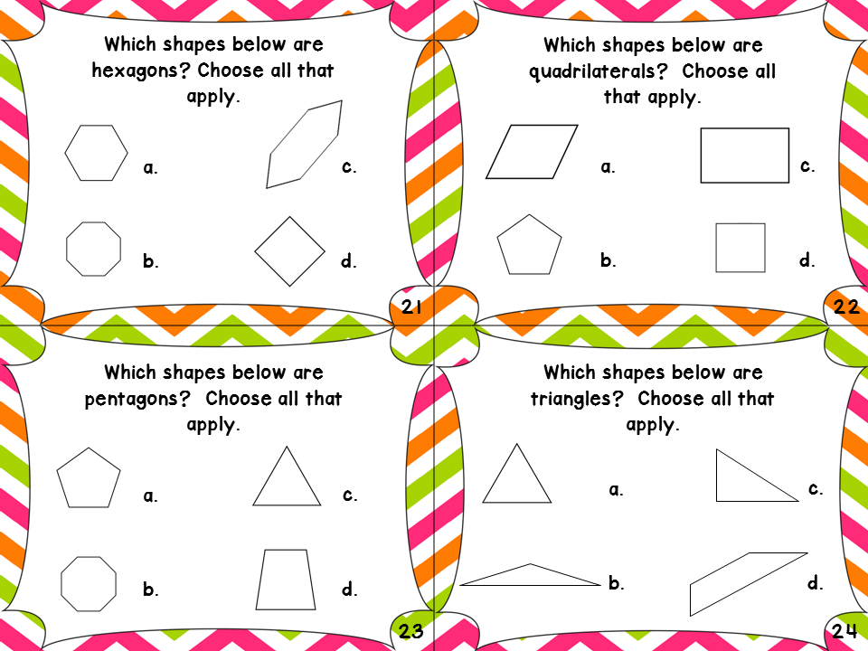 2.G.1 Task Cards Shapes and their Attributes | Made By Teachers