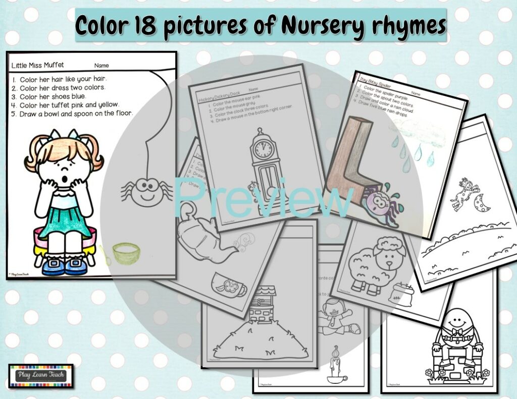Following Directions Nursery Rhymes | Listening Reading Comprehension ...