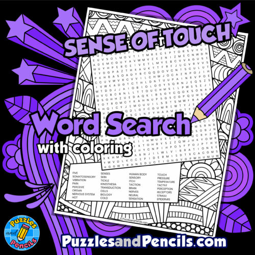 Sense of Touch Word Search Puzzle Activity Page | Five Senses ...