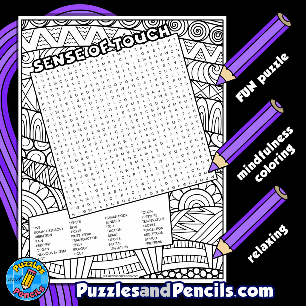 Sense of Touch Word Search Puzzle Activity Page | Five Senses ...