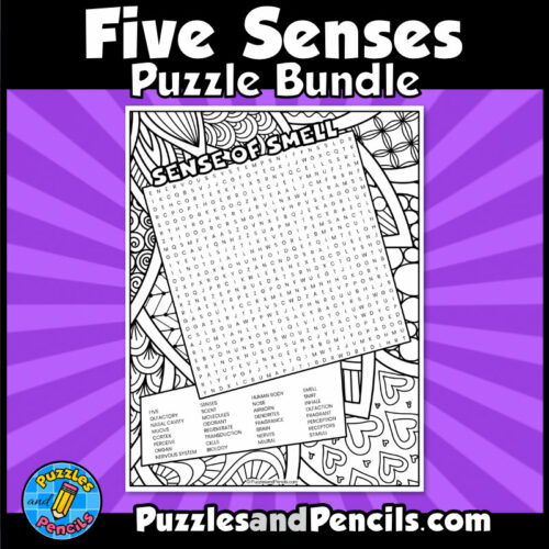 Five Senses Word Search Puzzle Activity Page BUNDLE | 6 Wordsearch ...