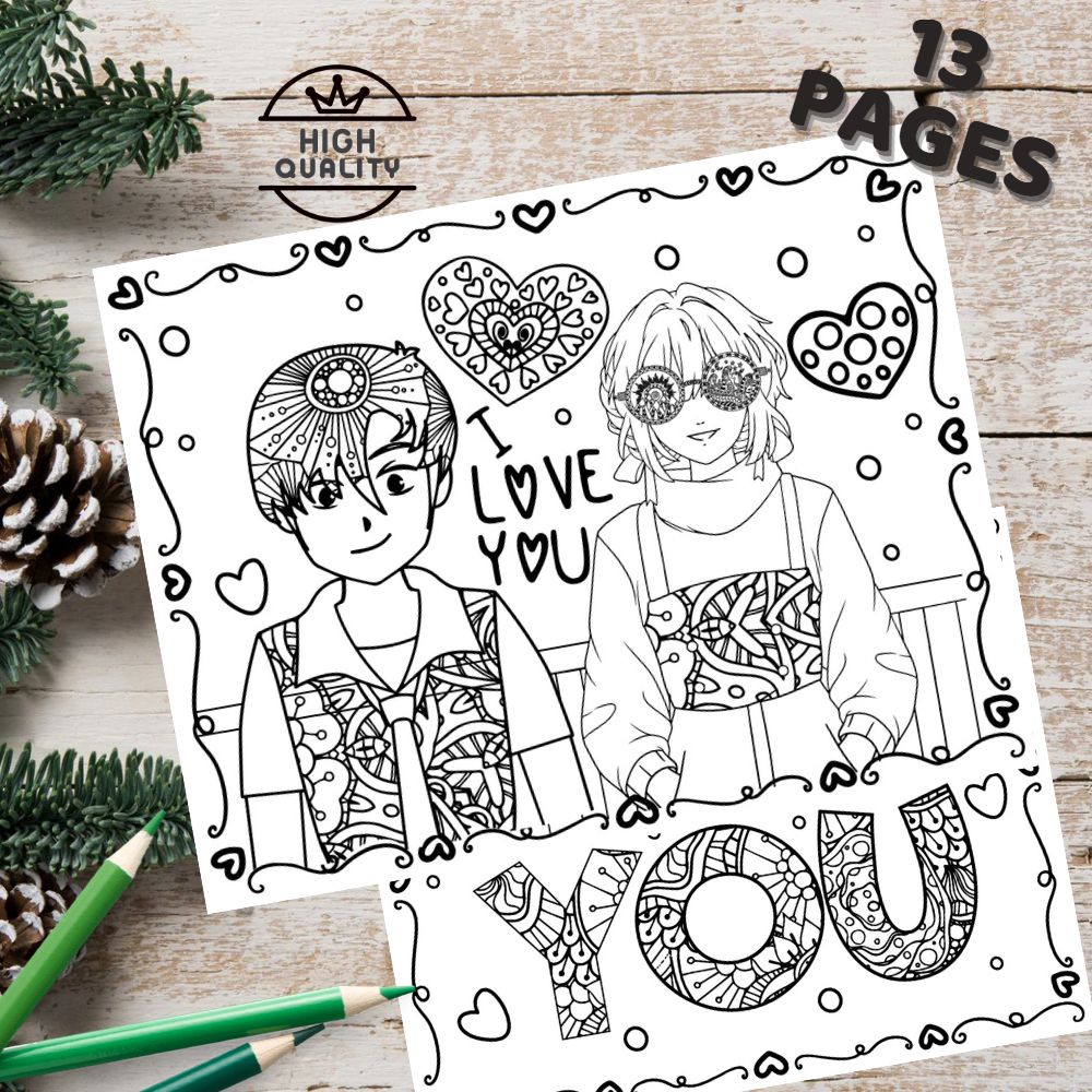 Valentine’s Day Zentangle Couple Coloring Sheets ,Mindfulness Stress ...