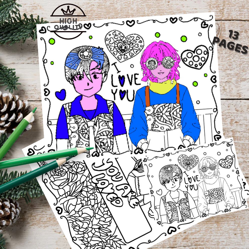 Valentine’s Day Zentangle Couple Coloring Sheets ,Mindfulness Stress ...