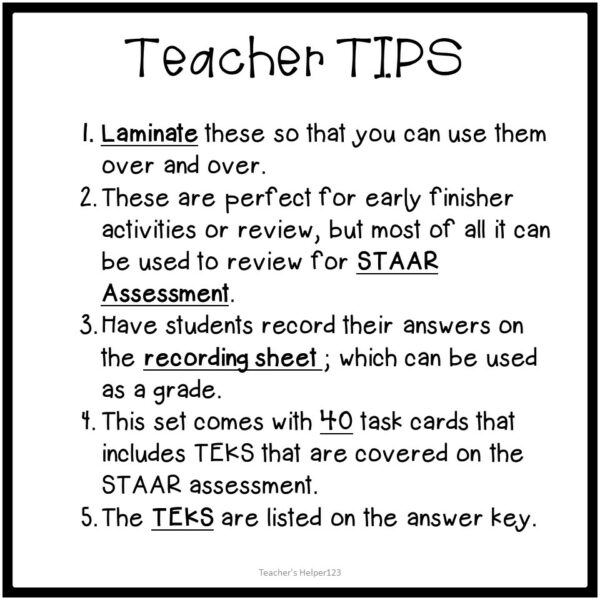 Algebra High School TX STAAR | 40 Card Collection | Task Cards ...