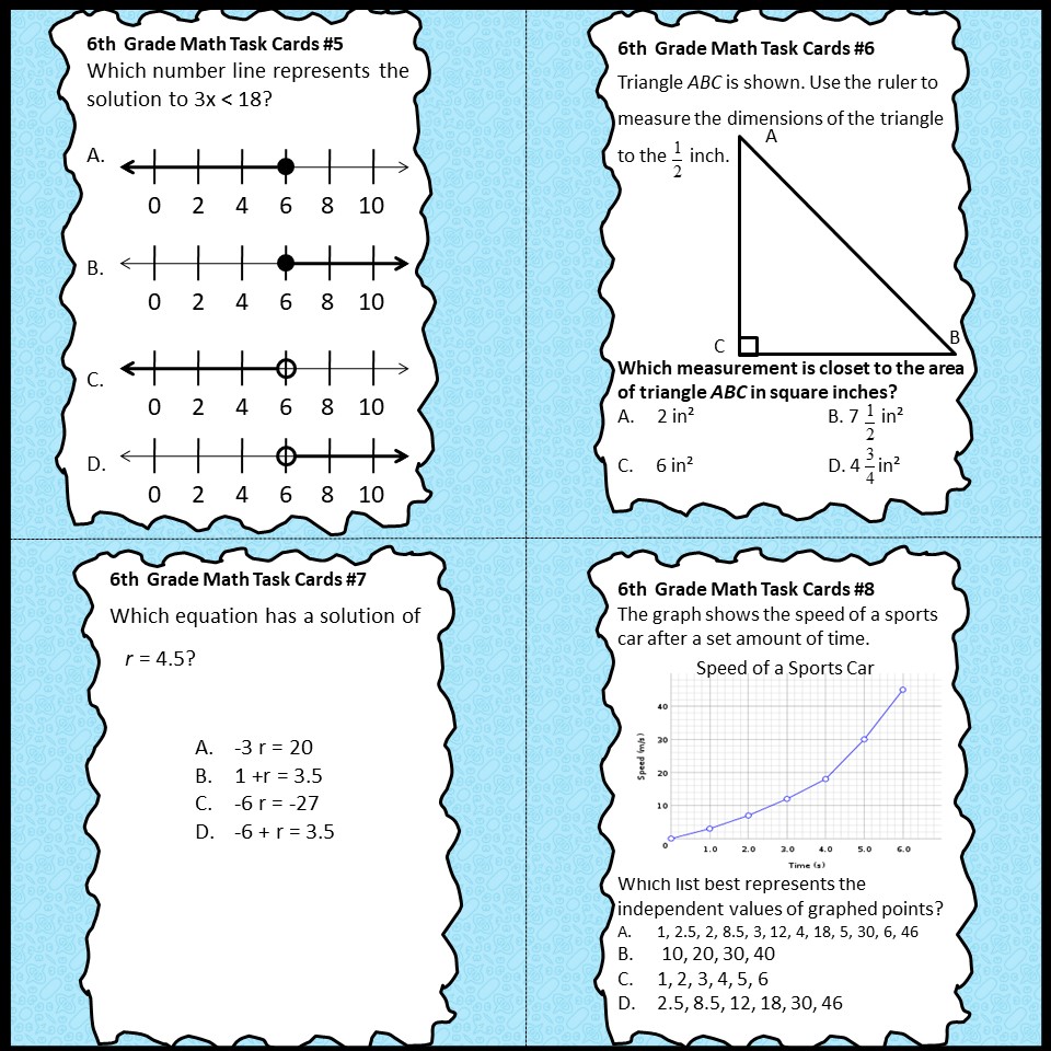 6th Grade CCSS/TEKS | ExpressionsEquations Math | 40 Task Cards ...
