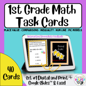 1st Grade CCSS/ TEKS Math | 40 Cards | Task Cards | Digital Access Set ...