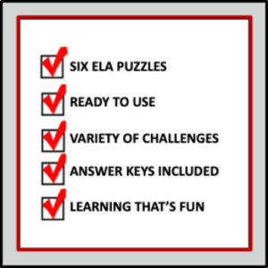ELA Puzzles: Set 1 - enrichment for early finishers | Made By Teachers
