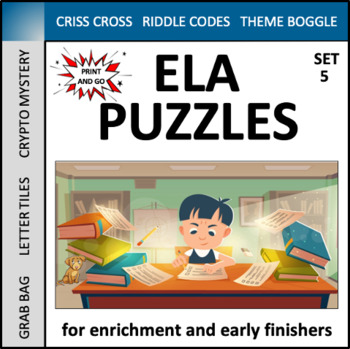ELA Puzzles: Set 5 - enrichment for early finishers | Made By Teachers