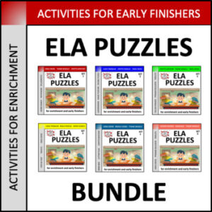 ELA Puzzles Bundle - enrichment for early finishers - Made By Teachers