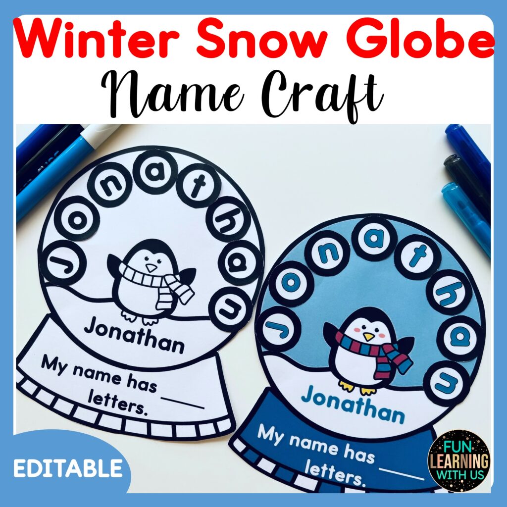 Winter Snow Globe Name Crafts | January Editable Name Activity | Made ...