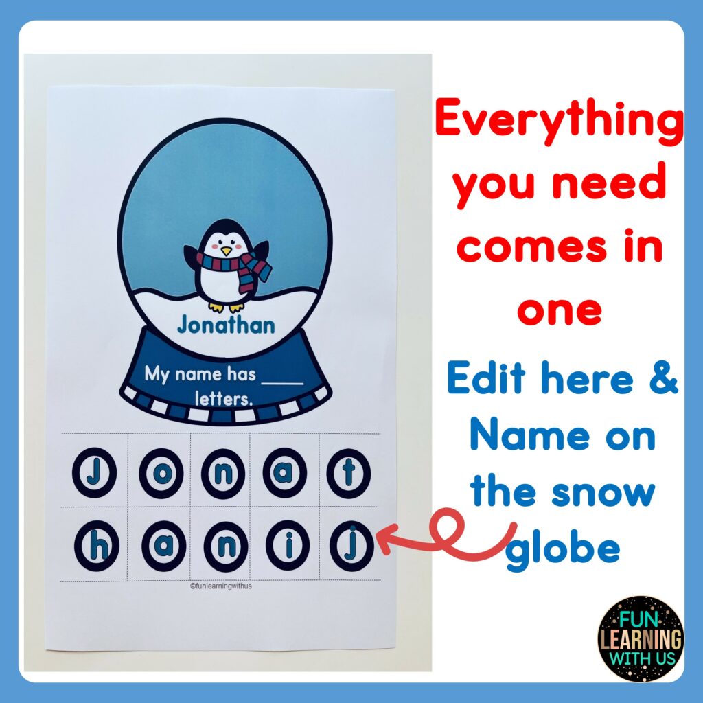 Winter Snow Globe Name Crafts | January Editable Name Activity | Made ...