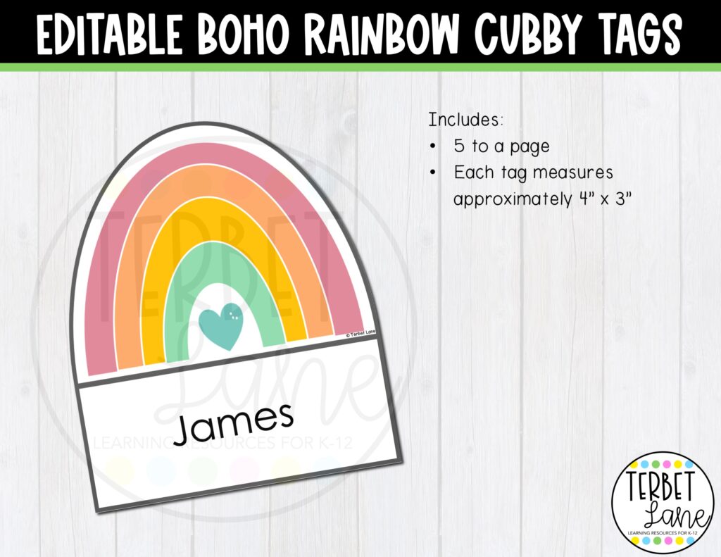 Editable Boho Rainbow Cubby Tags | Made By Teachers