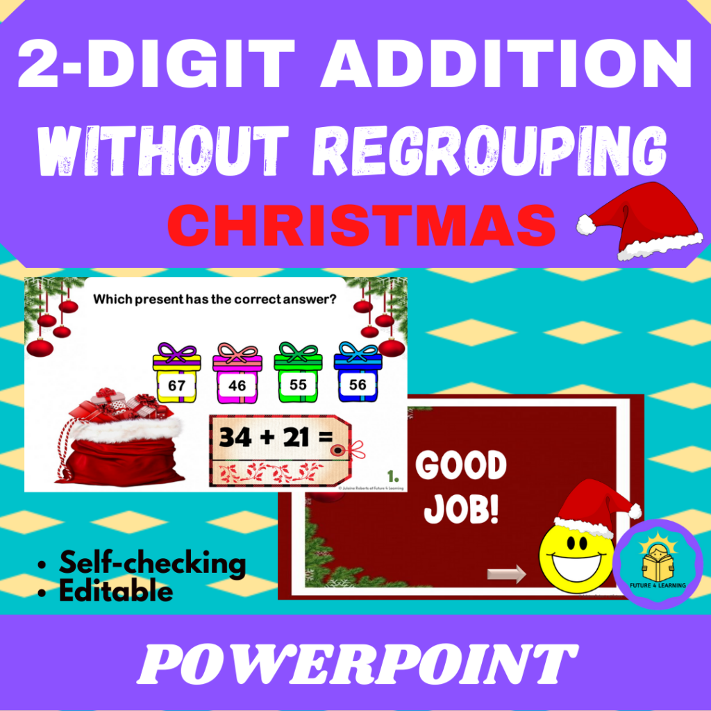 2 Digit Addition Without Regrouping Game Christmas 2nd Grade Math