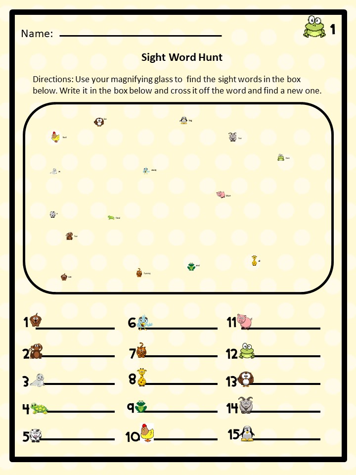 Pre-Kindergarten | Sight Words Magnifying Search | 4 Page Freebie ...