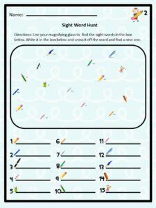 Pre-Kindergarten | Sight Words Magnifying Search | 4 Page Freebie ...