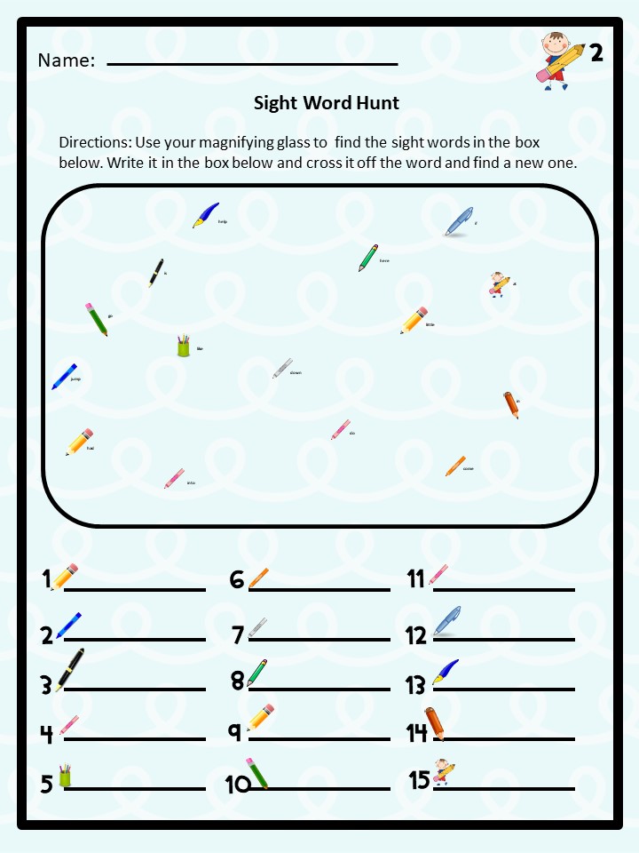 Pre-Kindergarten | Sight Words Magnifying Search | 4 Page Freebie ...